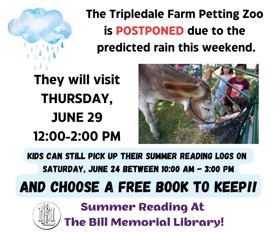 2023 Petting Zoo POSTPONED - BILL MEMORIAL LIBRARY 2023 Petting Zoo POSTPONED - BILL MEMORIAL LIBRARY