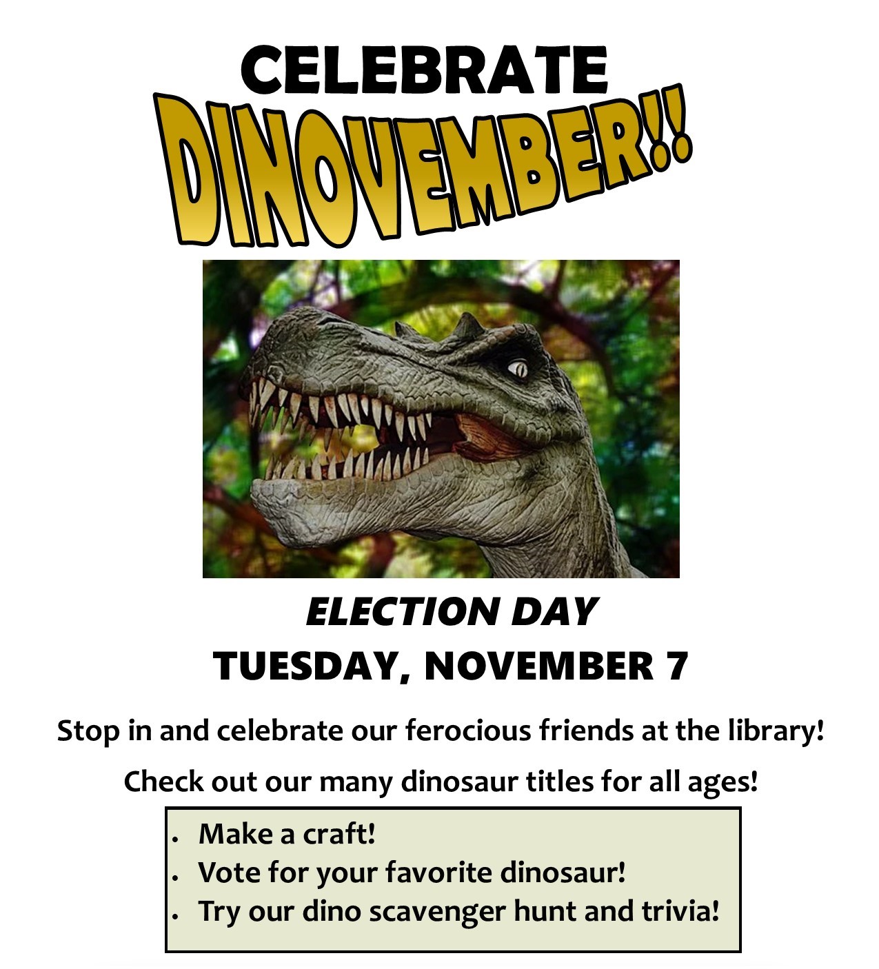 2023 Dinovember! - BILL MEMORIAL LIBRARY