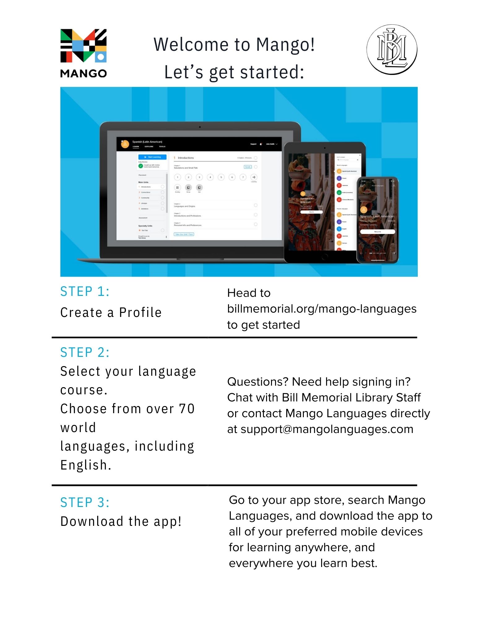 Mango Languages - BILL MEMORIAL LIBRARY