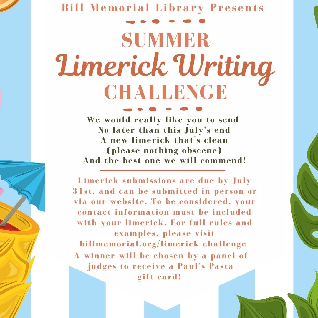 2024 Summer Limerick Writing Challenge - BILL MEMORIAL LIBRARY