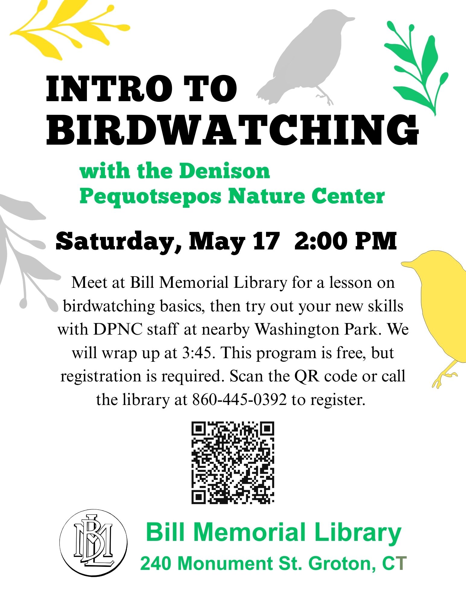 2025 Intro to Birdwatching - BILL MEMORIAL LIBRARY